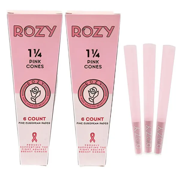 Rozy Pink Cones 6 pack 1 1/4 Size 6ct - Smoke Roll Vape