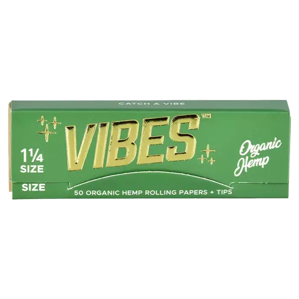 Vibes Organic Hemp 1 ¼ Size Papers + Tips 50ct - Smoke Roll Vape